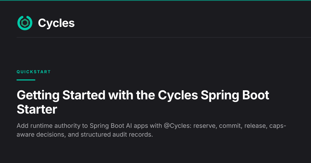 Getting Started with the Cycles Spring Boot Starter